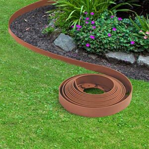 Instant Edging - Brown 20ft Premium No Dig Yard Edging Kit, for Landscaping, and Flower Gardens Border - (2" High) - Includes 18 Edging Stakes (Brown)