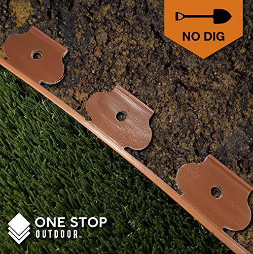 Instant Edging - Brown 20ft Premium No Dig Yard Edging Kit, for Landscaping, and Flower Gardens Border - (2" High) - Includes 18 Edging Stakes (Brown)