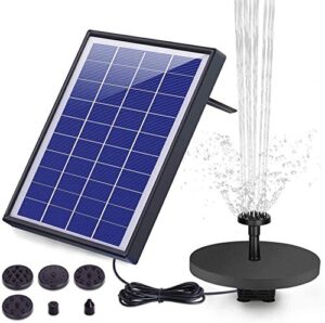 aisitin 6.5w solar bird bath fountain built-in 1500mah battery, solar fountain pump for bird bath with 6 nozzles, solar floating water fountain pump for bird bath, fish tank, pond, garden and outdoor