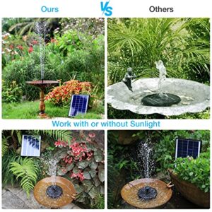 AISITIN 6.5W Solar Bird Bath Fountain Built-in 1500mAh Battery, Solar Fountain Pump for Bird Bath with 6 Nozzles, Solar Floating Water Fountain Pump for Bird Bath, Fish Tank, Pond, Garden and Outdoor