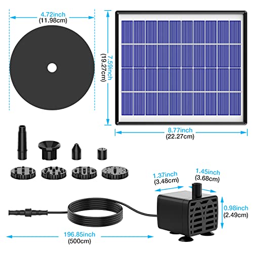 AISITIN 6.5W Solar Bird Bath Fountain Built-in 1500mAh Battery, Solar Fountain Pump for Bird Bath with 6 Nozzles, Solar Floating Water Fountain Pump for Bird Bath, Fish Tank, Pond, Garden and Outdoor