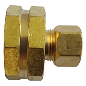 1 Piece XFITTING 3/8" OD Compression x 3/4" FHT Garden Hose Threaded Female Adapter, Brass, 1 Pack