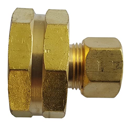 1 Piece XFITTING 3/8" OD Compression x 3/4" FHT Garden Hose Threaded Female Adapter, Brass, 1 Pack