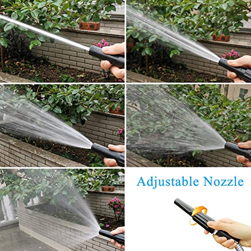 TUNHUI 50FT Heavy Duty Flexible Metal Garden Hose Stainless Steel Water Hose with 2 Free Nozzles Metal Hose Flexible Durable Kink Free and Easy to Store Outdoor Hose