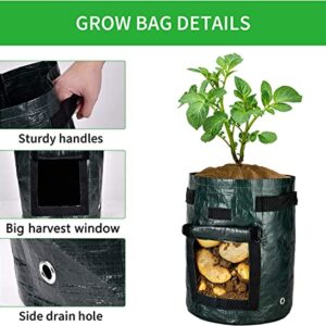 iPower 3-Pack 10-Gallon Potato Grow Bags Garden Waterproof Reusable Vegetable Plant Pots Container with Handle, Access Flap and Large Harvest Window, 10 Gallon, for Tomato, Carrot, Fruits