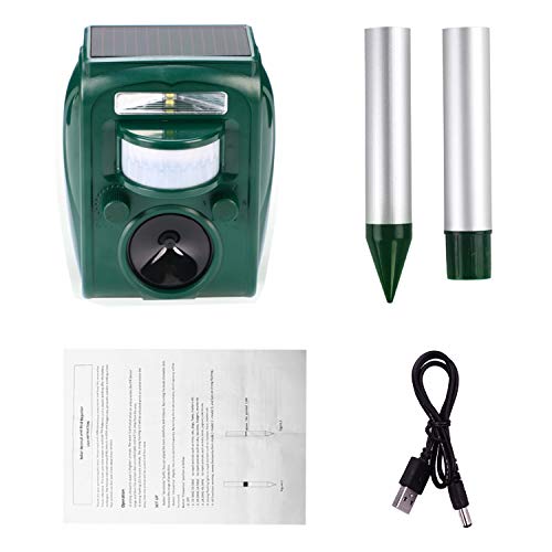 Solar Ultrasonic Animal Repeller, Cat Repellent, Motion Detection, Siren and Flash Repel. Dog, Squirrel, Deer, Raccoon, Skunk, Rabbit, Fox, etc