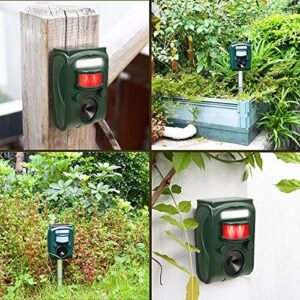 Solar Ultrasonic Animal Repeller, Cat Repellent, Motion Detection, Siren and Flash Repel. Dog, Squirrel, Deer, Raccoon, Skunk, Rabbit, Fox, etc