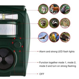 Solar Ultrasonic Animal Repeller, Cat Repellent, Motion Detection, Siren and Flash Repel. Dog, Squirrel, Deer, Raccoon, Skunk, Rabbit, Fox, etc