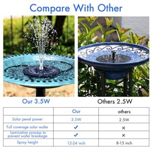 AISITIN 3.5W DIY Solar Fountain Pump for Water Feature Outdoor Solar Bird Bath Fountain Pump with Multiple Nozzles, Solar Powered Water Floating Fountain for Garden, Ponds, Fish Tank and Aquarium