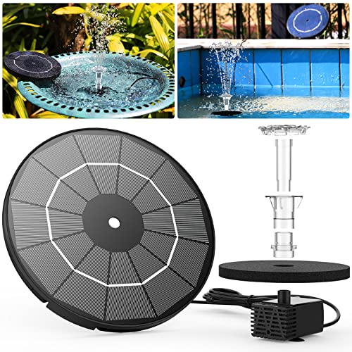 AISITIN 3.5W DIY Solar Fountain Pump for Water Feature Outdoor Solar Bird Bath Fountain Pump with Multiple Nozzles, Solar Powered Water Floating Fountain for Garden, Ponds, Fish Tank and Aquarium