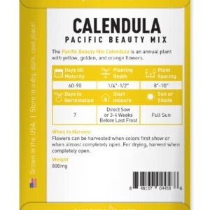 Calendula Seeds for Planting (Pacific Beauty Mix) - Annual Flower Seeds Great for Cut Flower Gardens, Herbal Tea and for Medicinal Purposes, Open Pollinated Flower Seed by Gardeners Basics