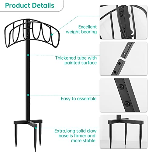 ANIDEER Garden Hose Holder Detachable Metal Hose stand, Water Hose Stand Hanger for Outside Freestanding, Heavy Duty Hose Storage Stand for Outdoor Lawn & Yard, Black