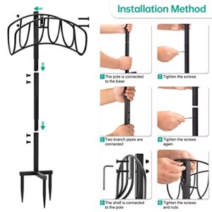 ANIDEER Garden Hose Holder Detachable Metal Hose stand, Water Hose Stand Hanger for Outside Freestanding, Heavy Duty Hose Storage Stand for Outdoor Lawn & Yard, Black