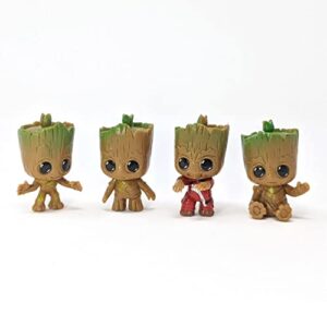 zeshops 4pcs/set miniature fairy garden sitting groot figurine pvc statue groot in for kids home car decor gift