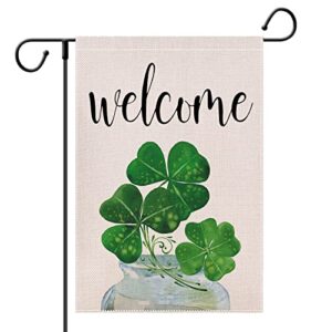 st patrick’s day garden flag 12 x18 double sided – shamrock clover decorative mini welcome flag – holiday small farmhouse yard flag burlap lucky irish