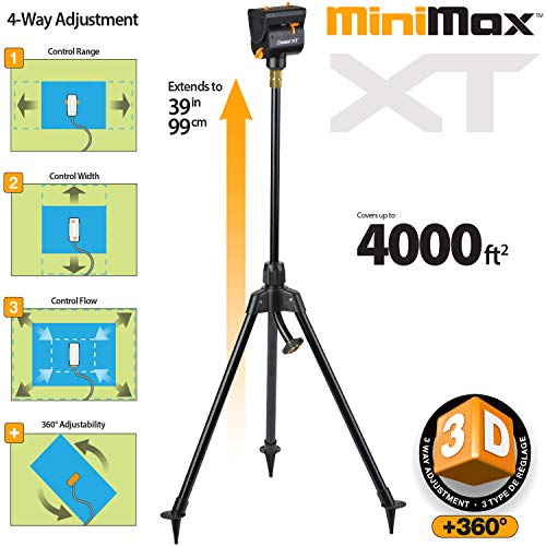 Melnor 65115-AMZ MiniMax Turbo Oscillating Sprinkler on Tripod with QuickConnect Product Adapter Amazon Bundle