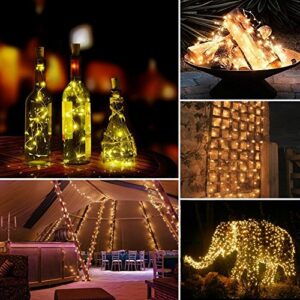 LiyuanQ Solar String Lights, 2 Pack 100 LED Solar Fairy Lights 33 Feet 8 Modes Copper Wire Lights Waterproof Outdoor String Lights for Garden Patio Gate Yard Party Wedding Indoor Bedroom Warm White