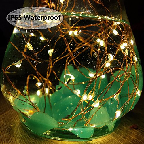 LiyuanQ Solar String Lights, 2 Pack 100 LED Solar Fairy Lights 33 Feet 8 Modes Copper Wire Lights Waterproof Outdoor String Lights for Garden Patio Gate Yard Party Wedding Indoor Bedroom Warm White