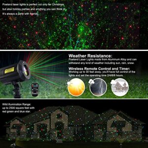 Poeland Outdoor Garden Laser Lights Waterproof Christmas Projector Lighting with Security Lock 3 Color Red Green Blue