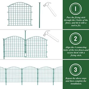 EEIEER Multi-Purposes Garden Fence, Decorative Garden Fencing, Dog Pet Fences for Yard Pond Patio, 25 x 25'' Metal Fence Panels for Outdoor Decoration & Protection, 5 Panels & 6 Sticks-Arched