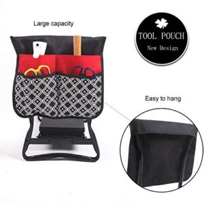 UHINOOS Garden Kneeler and Seat-Foldable Garden Bench Garden Stools with 2 Tool Pouches, Portable Garden Kneeling Pad EVA Foam Pad(Black&Red)