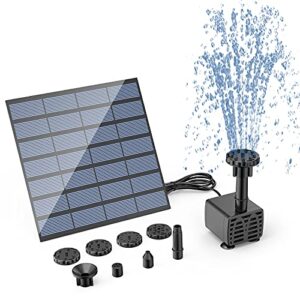 aisitin diy solar water pump kit, solar powered water fountain pump with 6 nozzles, diy water feature outdoor fountain for bird bath, ponds, garden and fish tank