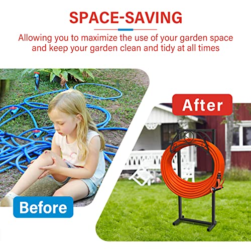 ZSPENG Garden Hose Holder, Detachable Metal Hose Storage, Thicker Heavy Duty Hose Stand, Freestanding Water Hose Holder Reels for outside Yard.