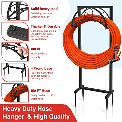 ZSPENG Garden Hose Holder, Detachable Metal Hose Storage, Thicker Heavy Duty Hose Stand, Freestanding Water Hose Holder Reels for outside Yard.