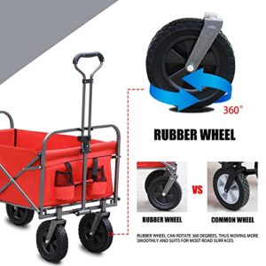 Collapsible Wagon Outdoor Garden Cart Multipurpose Collapsible Beach Wagon Trolley Cart Folding Wagon Cart with Wheels, Size 35.4 x 20 x 29.5 inch