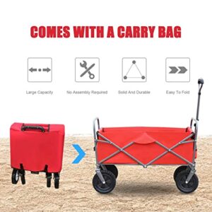 Collapsible Wagon Outdoor Garden Cart Multipurpose Collapsible Beach Wagon Trolley Cart Folding Wagon Cart with Wheels, Size 35.4 x 20 x 29.5 inch