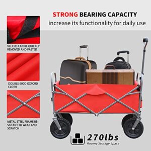 Collapsible Wagon Outdoor Garden Cart Multipurpose Collapsible Beach Wagon Trolley Cart Folding Wagon Cart with Wheels, Size 35.4 x 20 x 29.5 inch