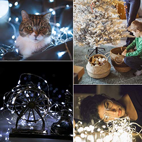 Minetom Fairy Lights Plug in, 70Ft 200 Led Waterproof Firefly Lights on Silver Wire UL Adaptor Included, Starry String Lights for Wedding Indoor Outdoor Christmas Patio Garden Decoration, White