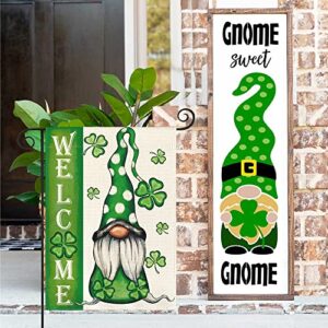 AVOIN colorlife Welcome St Patricks Day Garden Flag 12x18 Inch Double Sided, Leprechaun Gnome Shamrock Lucky Clover Holiday Yard Outdoor Flag