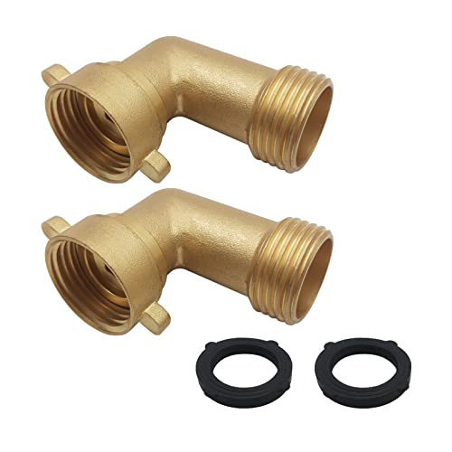 Garden Hose Connector,90 Degree Solid Brass Garden Hose Quick Connect Fittings (2-Pack) 3/4 Inch,Solid Brass Pipe Fitting