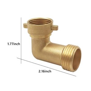 Garden Hose Connector,90 Degree Solid Brass Garden Hose Quick Connect Fittings (2-Pack) 3/4 Inch,Solid Brass Pipe Fitting