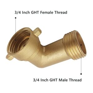 Garden Hose Connector,90 Degree Solid Brass Garden Hose Quick Connect Fittings (2-Pack) 3/4 Inch,Solid Brass Pipe Fitting