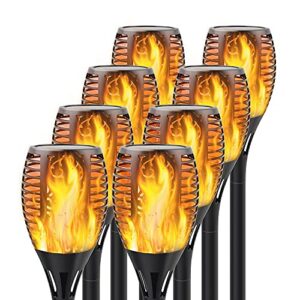 permande solar torch lights with flickering flame, fire effect garden light, auto on/off dust to dawn, outdoor waterproof landscape decoration, solar powered security torch light for patio, 8 pack