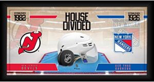 new jersey devils vs. new york rangers framed 10″ x 20″ house divided hockey collage – nhl team plaques and collages