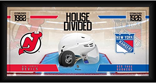 New Jersey Devils vs. New York Rangers Framed 10" x 20" House Divided Hockey Collage - NHL Team Plaques and Collages