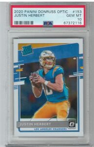 psa gem mint 10 2020 panini donruss optic justin herbert rated rookie card