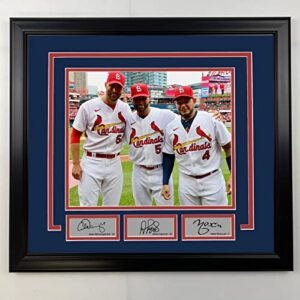 framed adam wainwright, albert pujols and yadier molina facsimile laser engraved signatures st.louis cardinals 19×21 baseball photo