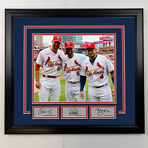 Framed Adam Wainwright, Albert Pujols and Yadier Molina Facsimile Laser Engraved Signatures St.Louis Cardinals 19x21 Baseball Photo