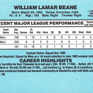 1986 Donruss Baseball #647 Billy Beane Rookie Card