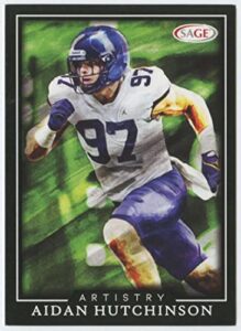 2022 sage artistry #2 aidan hutchinson michigan wolverines rc rookie football trading card