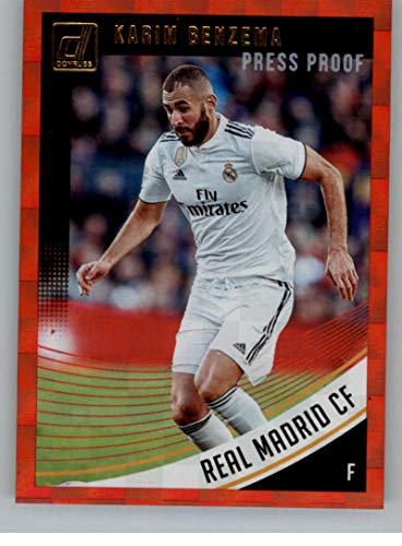 2018-19 Donruss Press Proof Red Soccer #26 Karim Benzema Real Madrid CF Official Panini Soccer 2018-2019 Futbol Trading Card