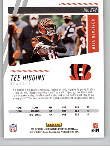 2020 Panini Chronicles Prestige Rookies Update #314 Tee Higgins Cincinnati Bengals RC Rookie Card Official NFL Football Trading Card in Raw (NM or Better) Condition