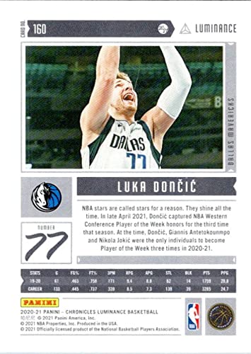 2020-21 Panini Chronicles #160 Luka Doncic Dallas Mavericks NBA Basketball Trading Card