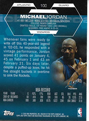 2002-03 Michael Jordan Topps Finest Card #100 Washington Wizards