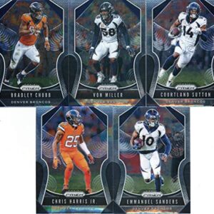 2019 Panini Prizm Football Denver Broncos Veteran Team Set of 11 Cards: Chris Harris Jr.(#113), Courtland Sutton(#199), Emmanuel Sanders(#200), DaeSean Hamilton(#201), Joe Flacco(#202), Phillip Lindsay(#203), Royce Freeman(#204), Bradley Chubb(#205), Von