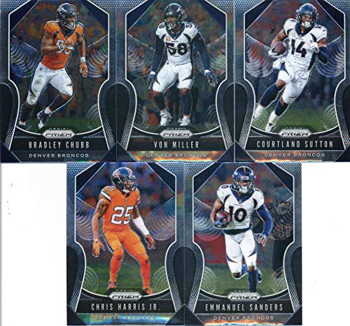 2019 Panini Prizm Football Denver Broncos Veteran Team Set of 11 Cards: Chris Harris Jr.(#113), Courtland Sutton(#199), Emmanuel Sanders(#200), DaeSean Hamilton(#201), Joe Flacco(#202), Phillip Lindsay(#203), Royce Freeman(#204), Bradley Chubb(#205), Von